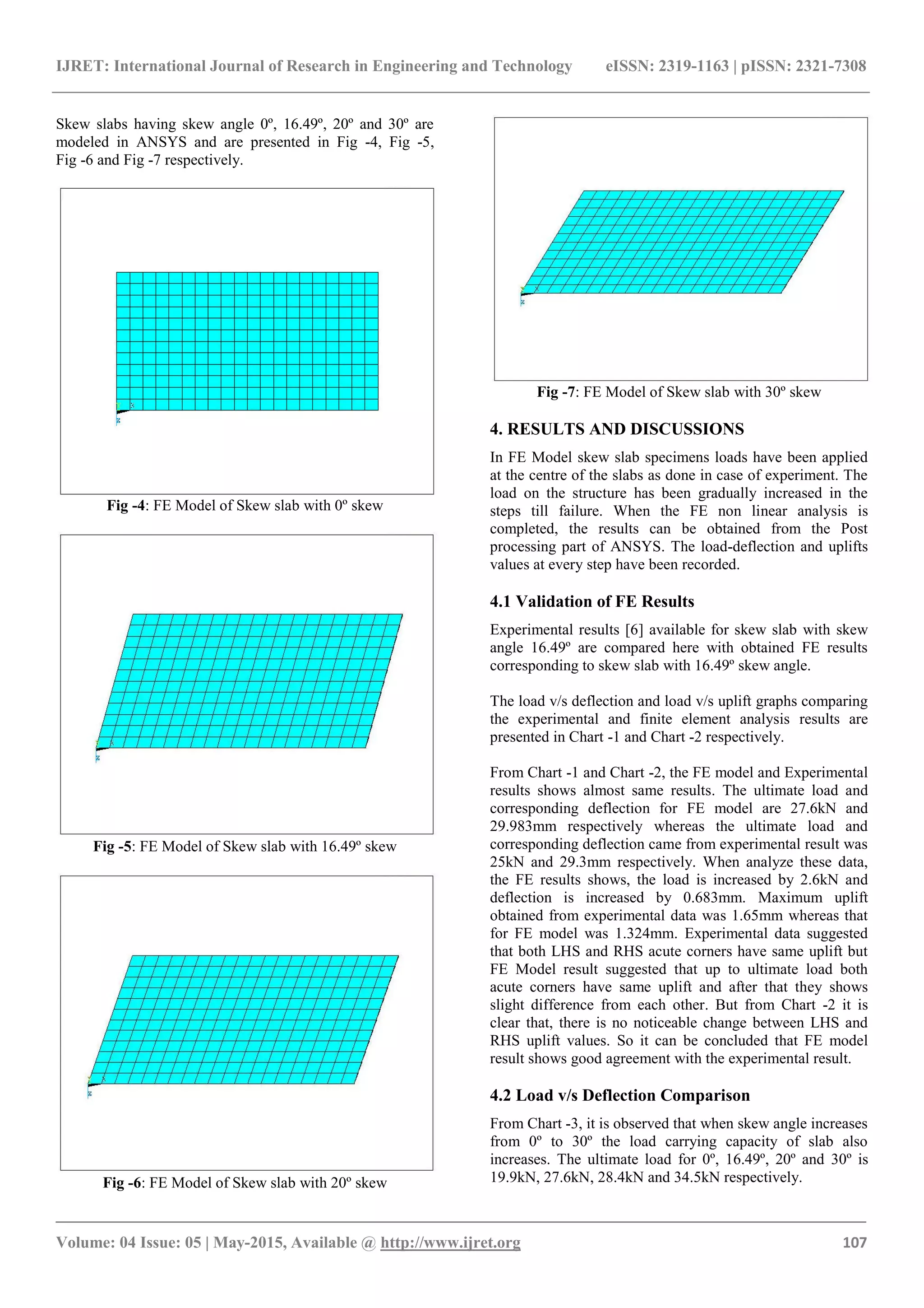 Effect Of Skew Angle On Uplift And Deflection Of Rcc Skew Slab Pdf