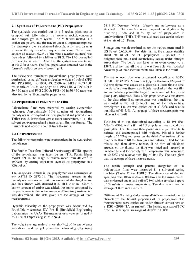 Effect of soft segment chain length on tailoring the properties of isocyanate terminated ...