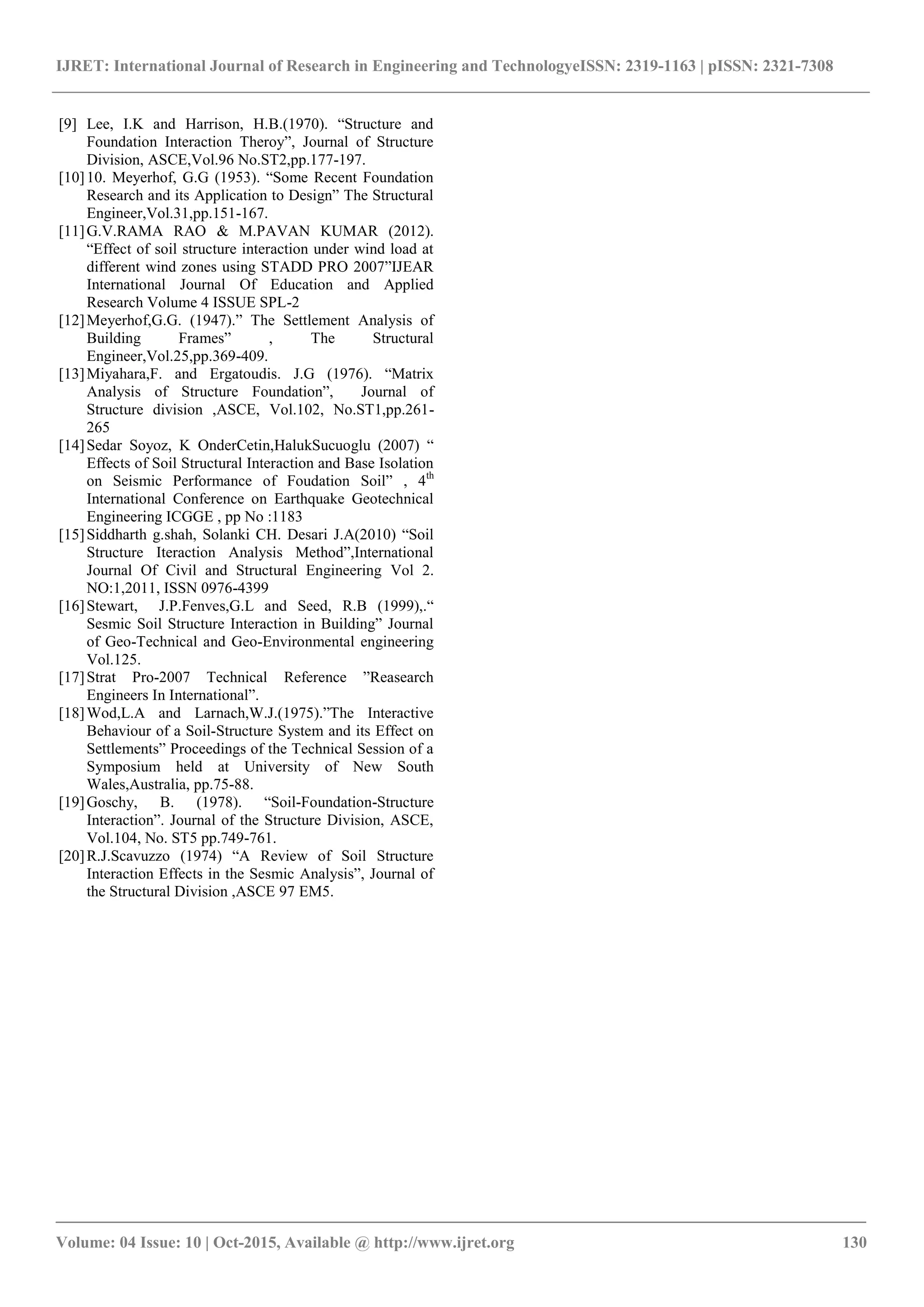 Effect of soil structure interaction on high rise r.c regular frame structure with irregular ...
