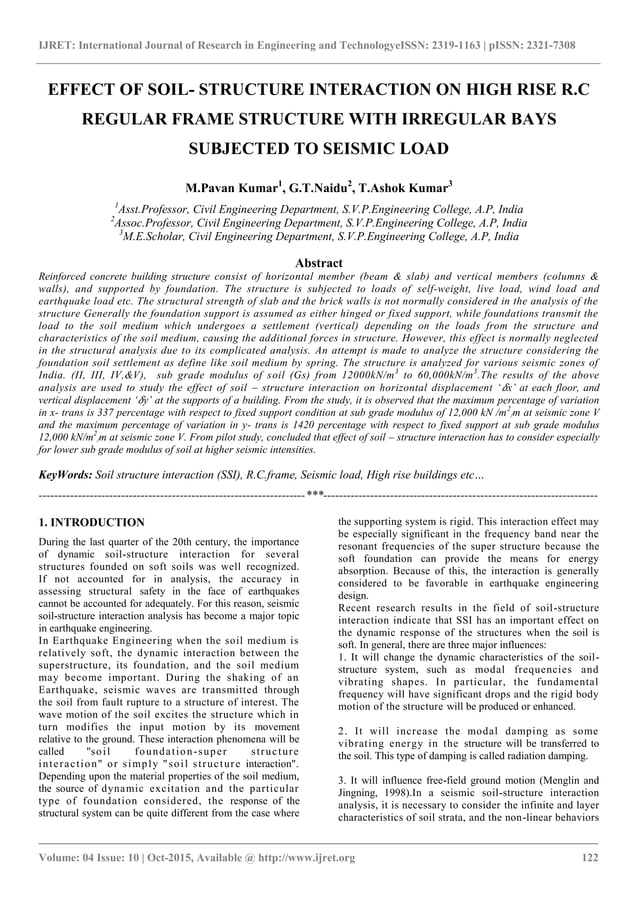 Effect of soil structure interaction on high rise r.c regular frame structure with irregular ...