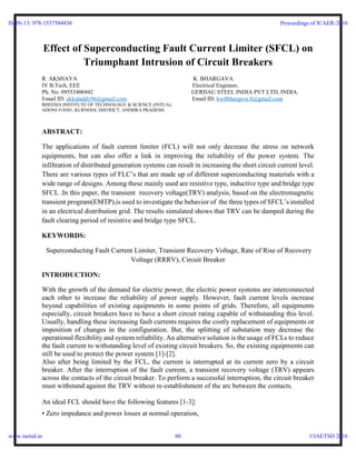 iaetsd Effect of superconducting fault current limiter (sfcl) on triumphant intrusion of | PDF