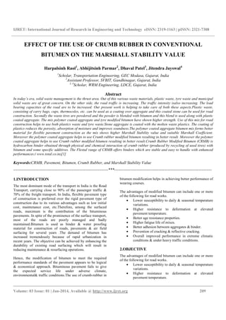 Effect of the use of crumb rubber in conventional | PDF