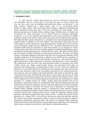 Effect of the welding process parameter in mmaw for joining of dissimilar metals | PDF