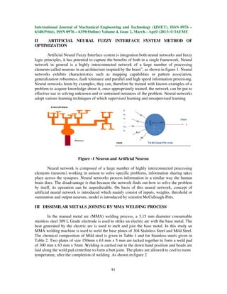 Effect of the welding process parameter in mmaw for joining of dissimilar metals | PDF