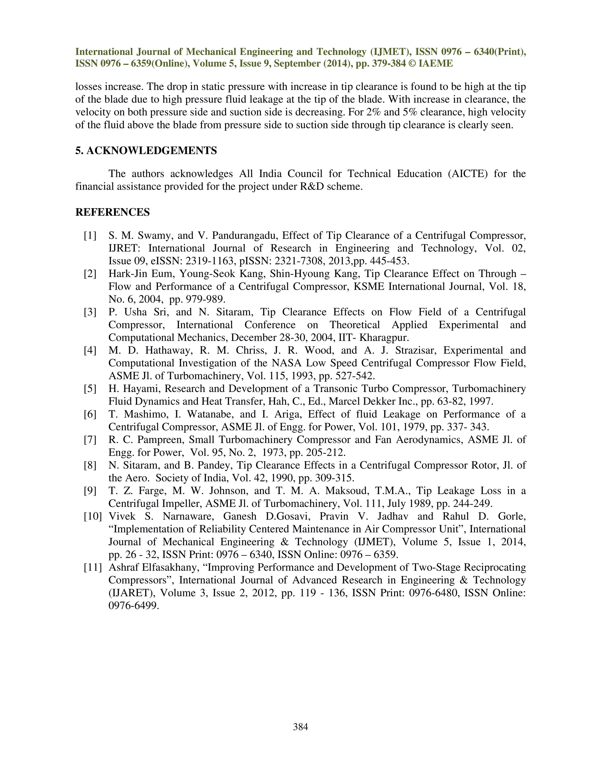 Effect of tip clearance on a centrifugal compressor | PDF