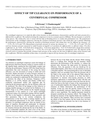Effect of tip clearance on performance of a centrifugal compressor | PDF