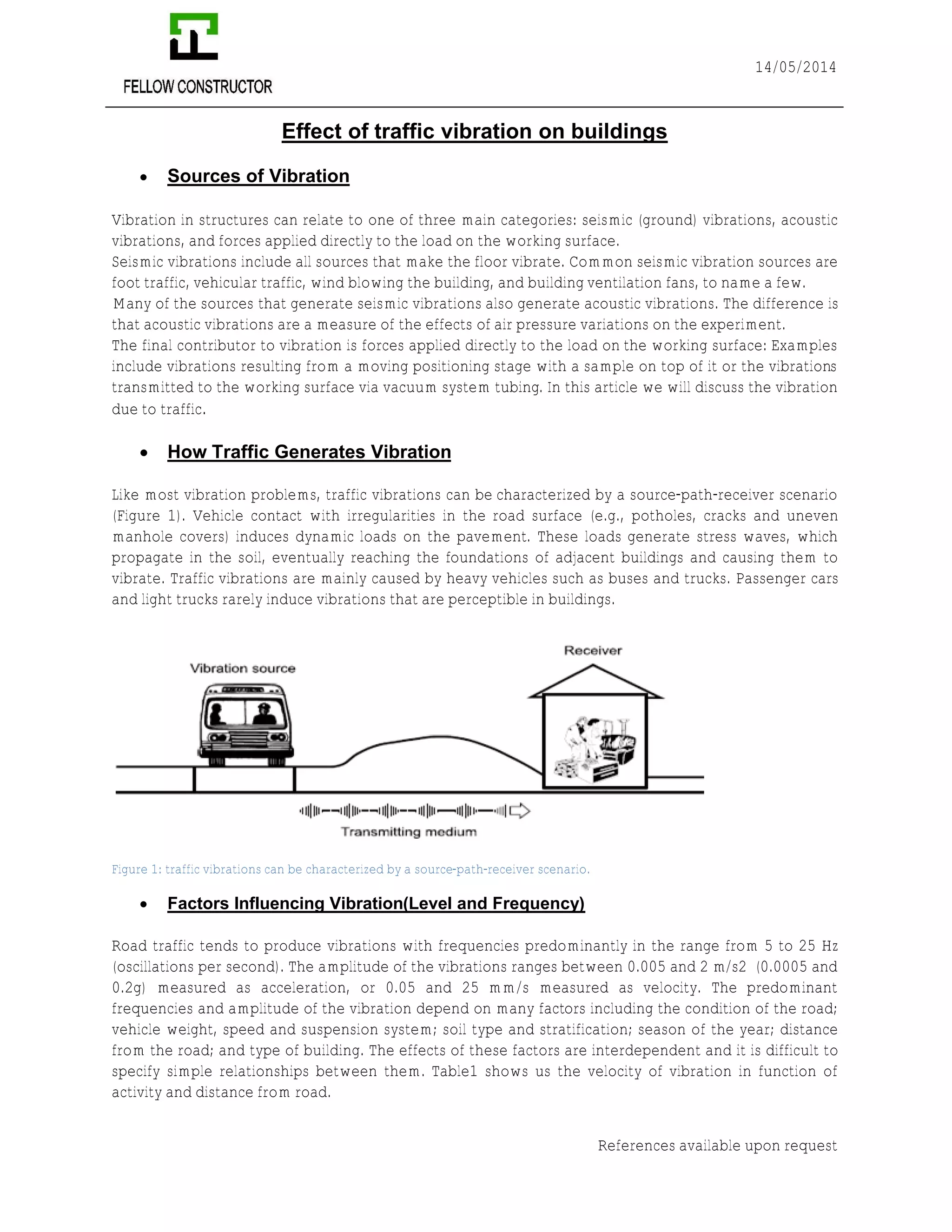 Effect of traffic vibration on buildings | PDF