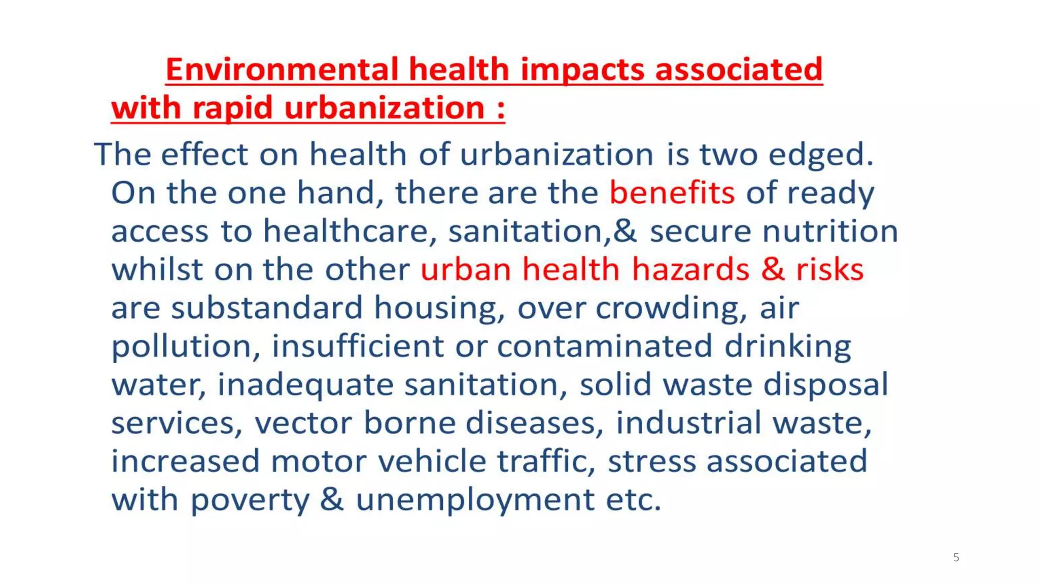 Effect of urbanization on health and disease | PPTX