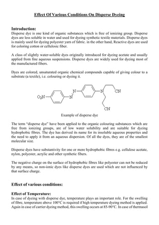 Effect of Various Conditions on Disperse Dyeing | PDF