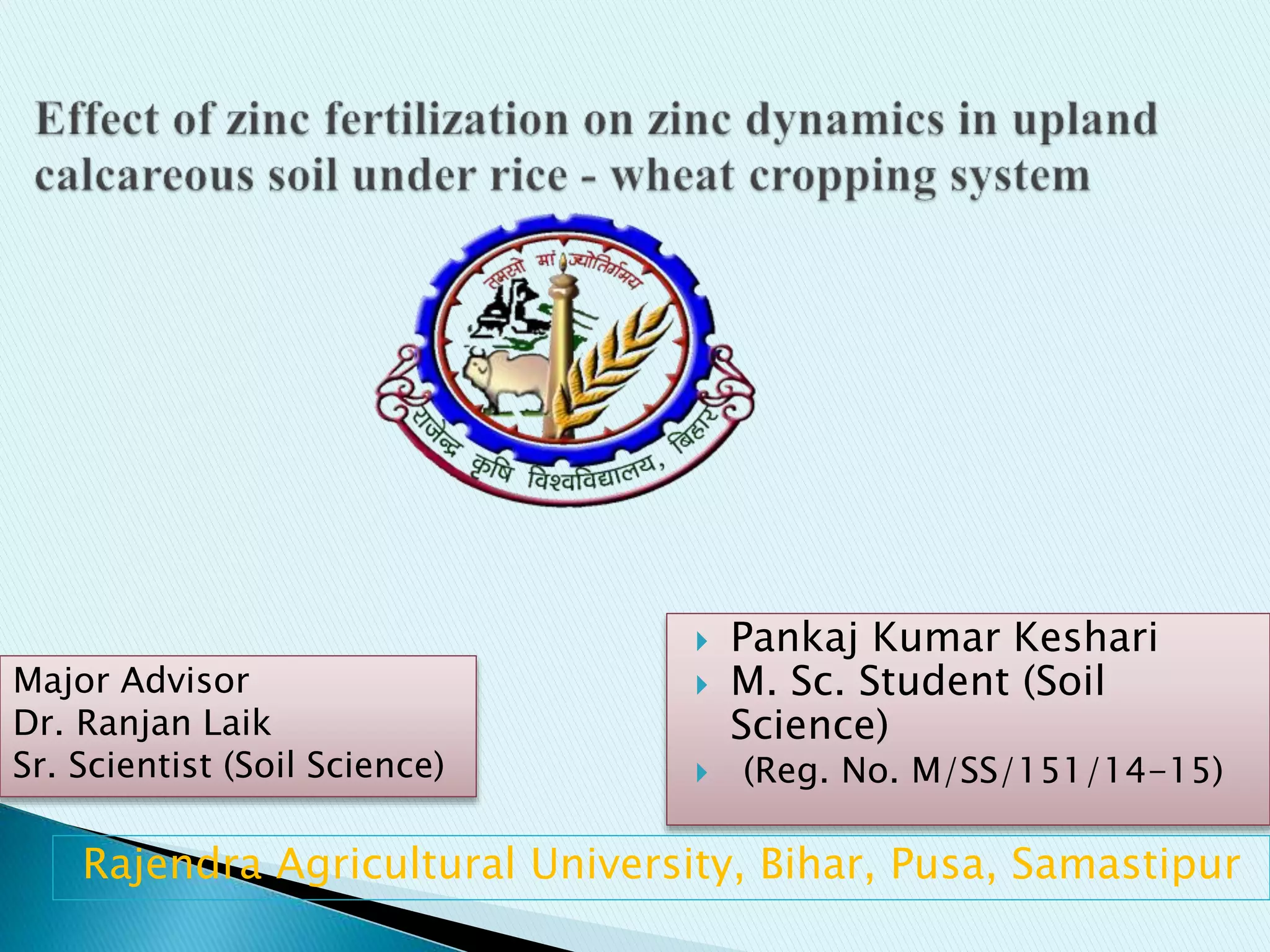 Effect of zinc fertilization on zinc transformation in upland rice ...