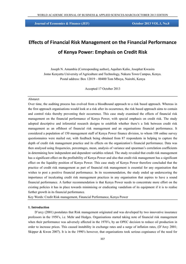 Effects of financial risk management... | PDF