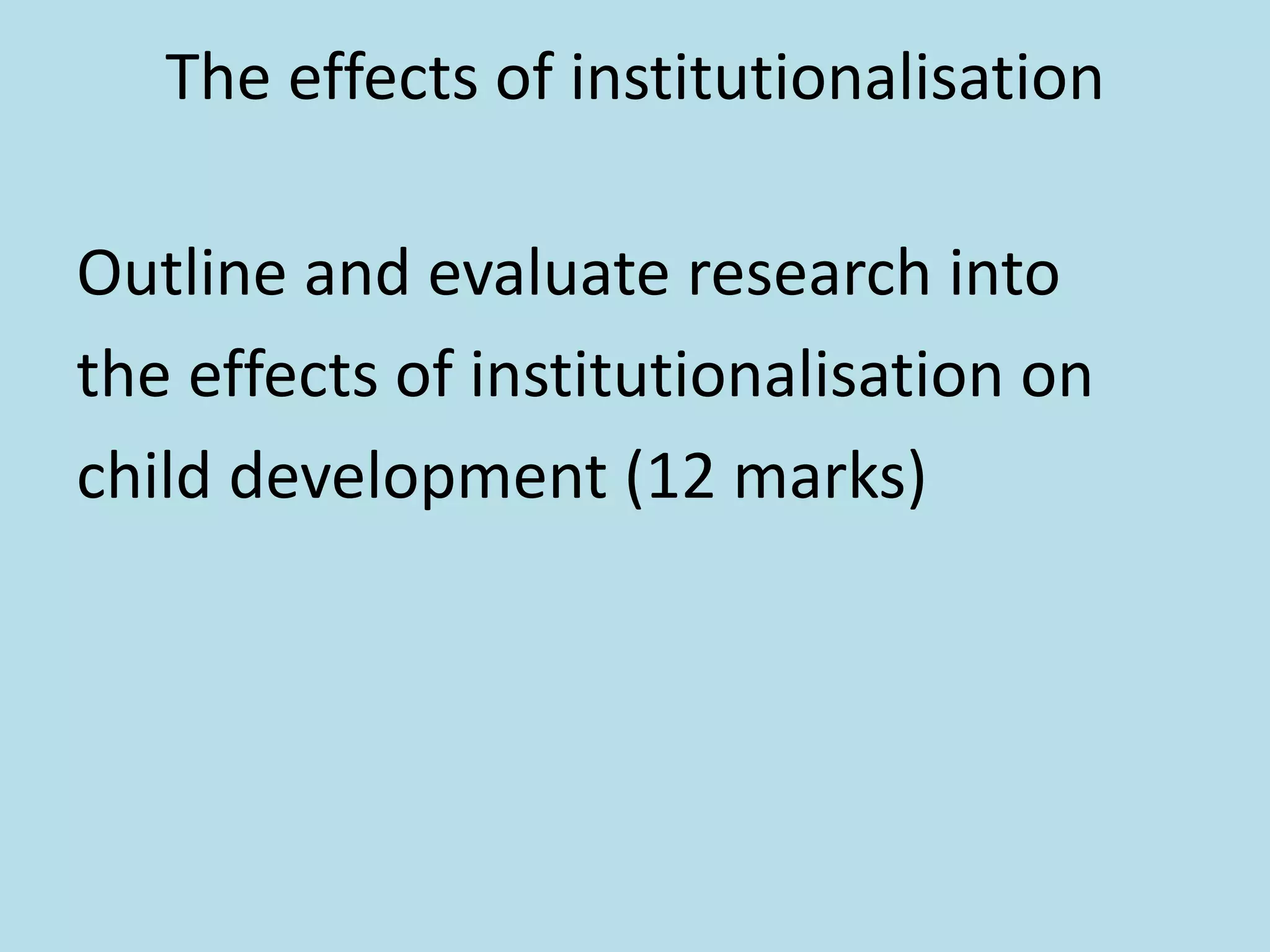 Effects of institutionalisation | PDF