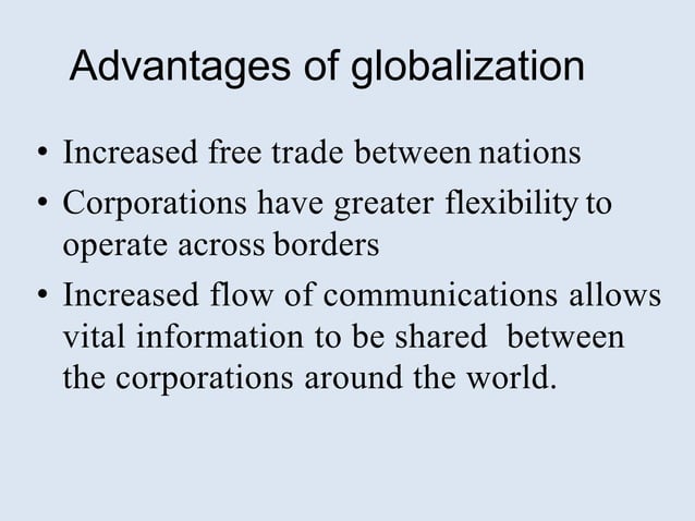 Effects and benefits of globalisation | PPT