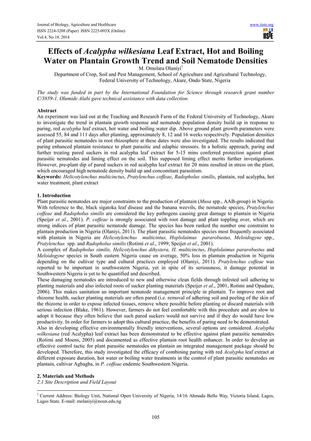 Effects of acalypha wilkesiana leaf extract, hot and boiling | PDF