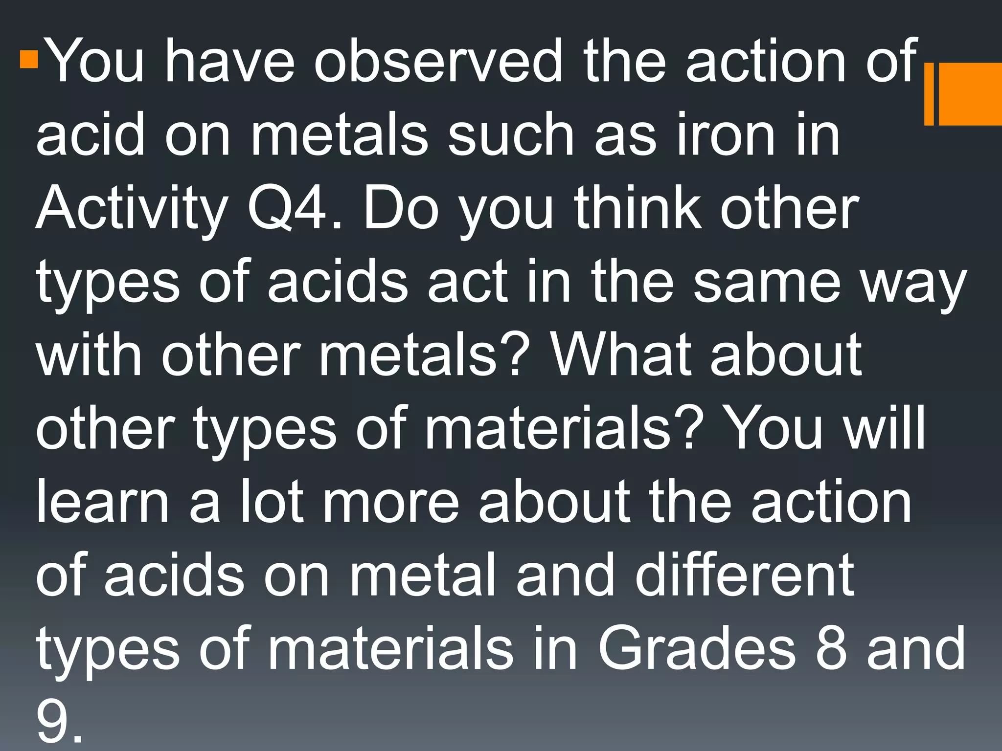 Effects of acids on metals | PPTX
