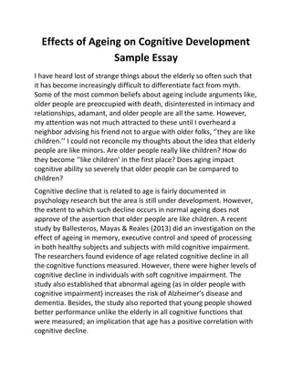 Effects of ageing on cognitive development sample essay | PDF