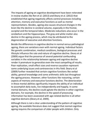 Effects of ageing on cognitive development sample essay | PDF