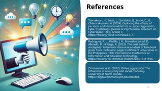 Effects of Anonymity and Behavior Online | PPTX
