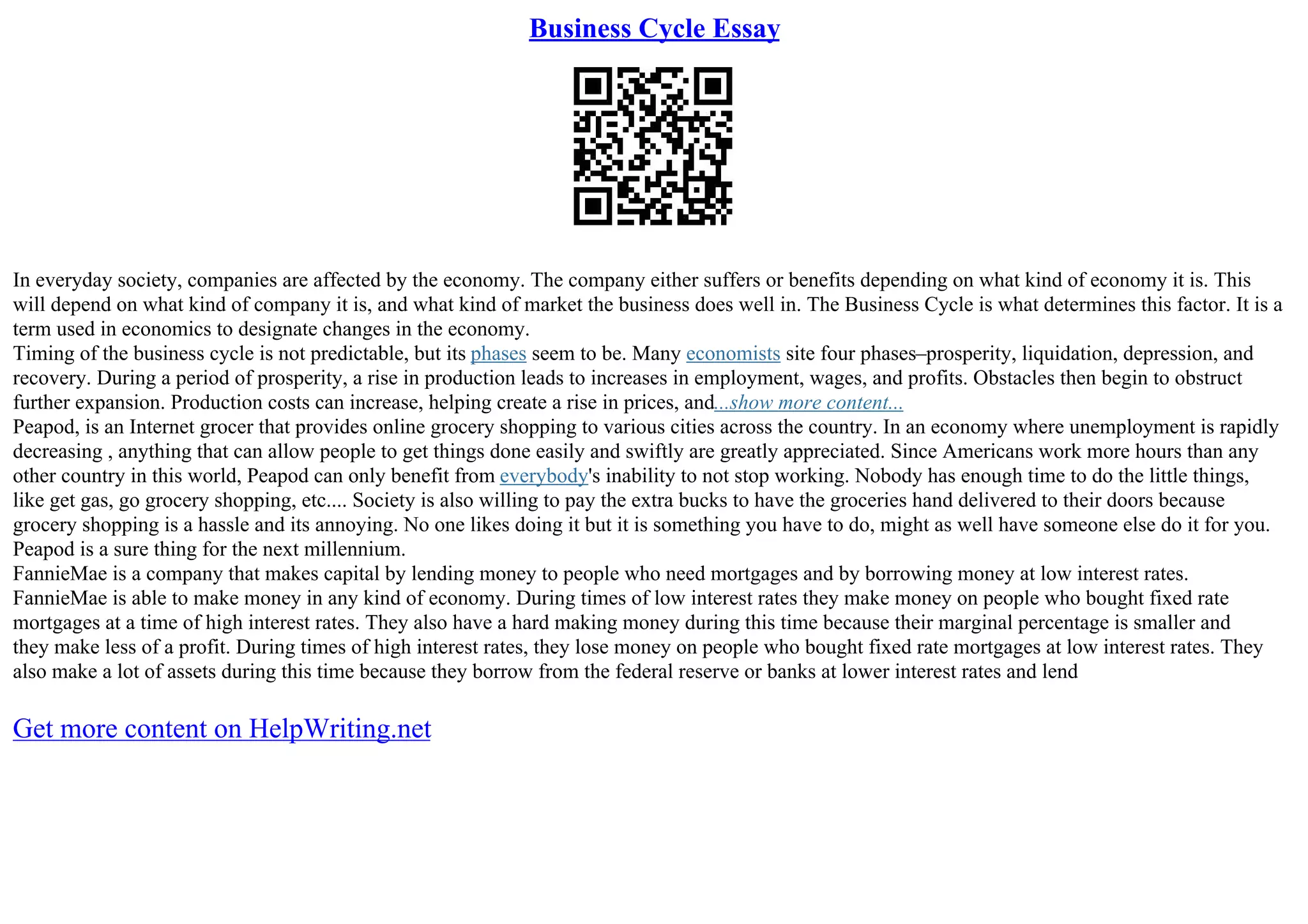 Effects Of Business Cycles | PDF