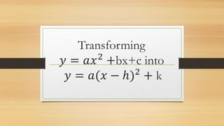 LESSON-Effects of changing a,h and k in the Graph of Quadratic Function ...