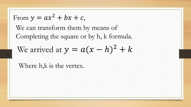LESSON-Effects of changing a,h and k in the Graph of Quadratic Function ...