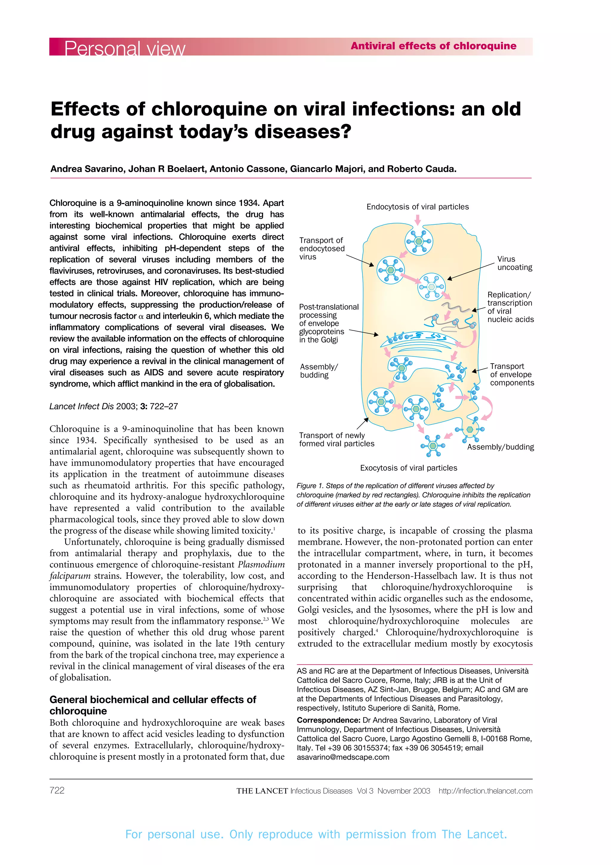 Effects of chloroquine on viral infections | PDF