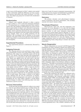 Effects of Cold Water Immersion on Muscle Oxygenation | PDF