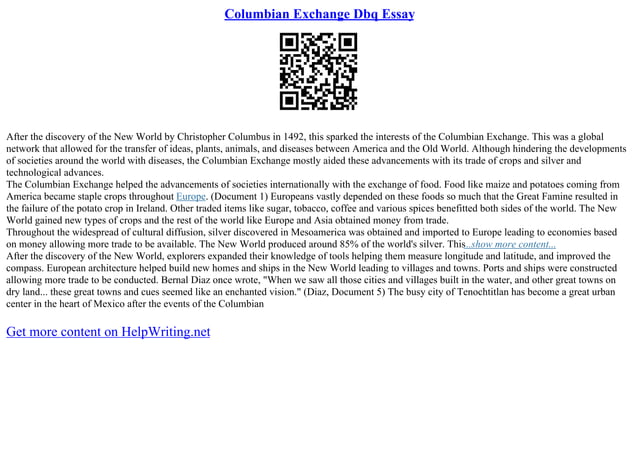 Effects Of Columbian Exchange Essay | PPT