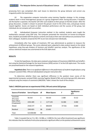 Effects of computer assisted stad, ltm & ici cooperative learning ...