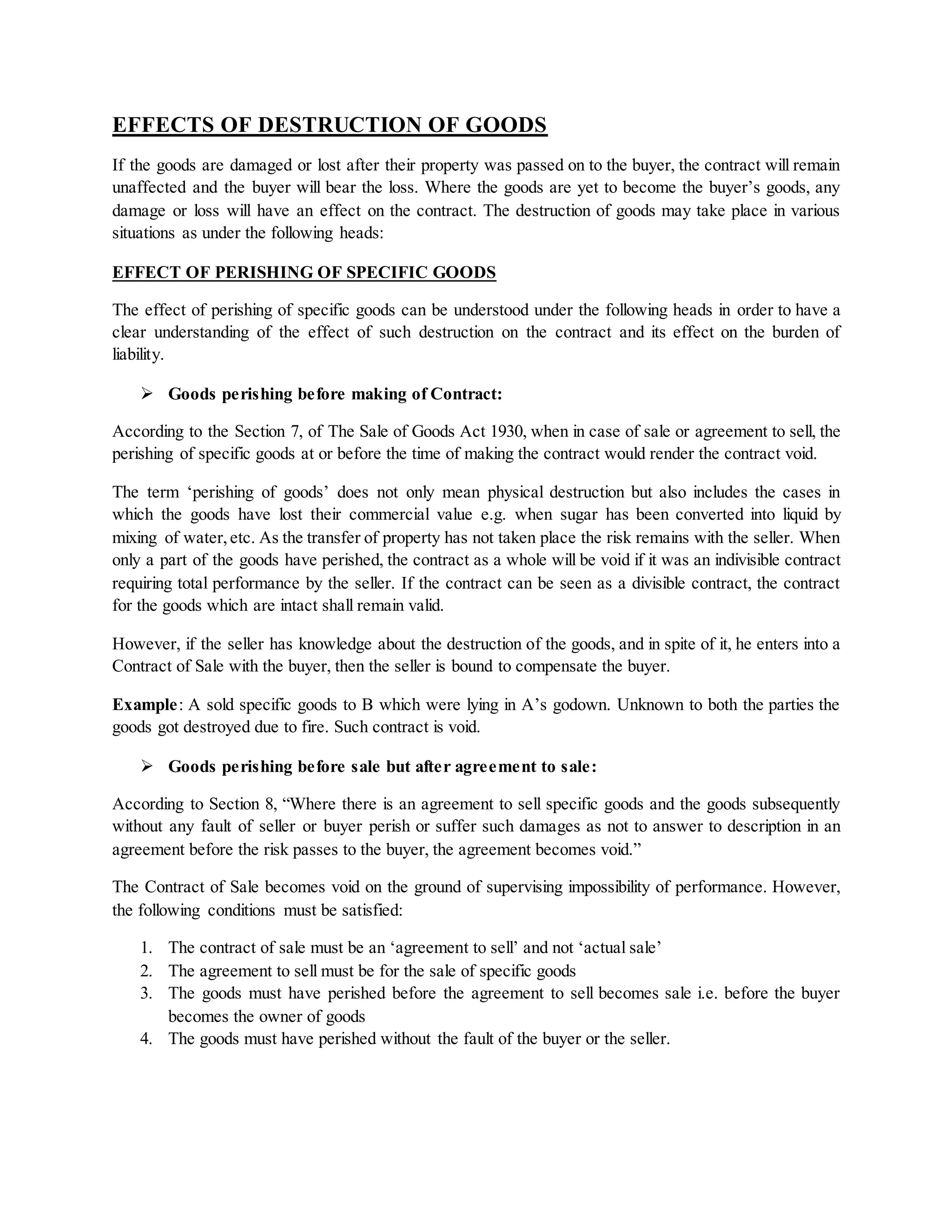 Effects of destruction of goods | DOCX