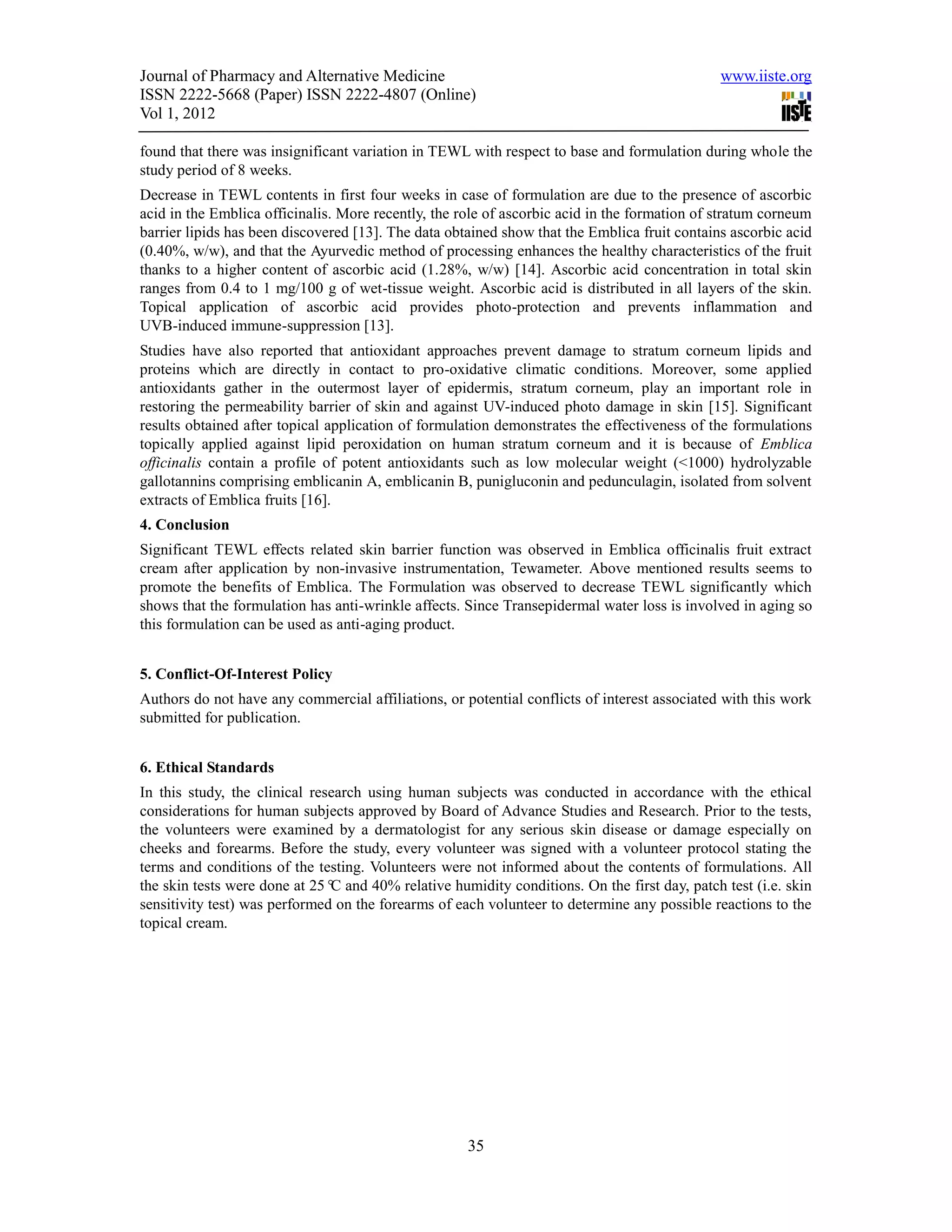 Effects of emblica officinalis extract cream on human skin | PDF