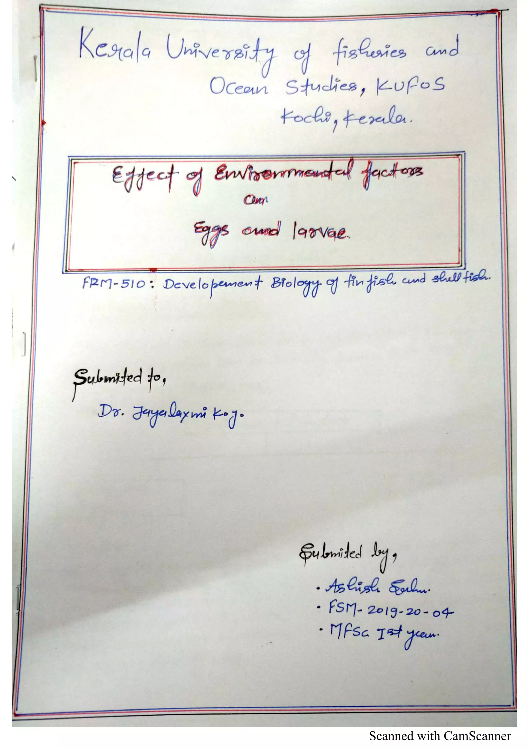 Effects by environment on eggs and larvae | PDF