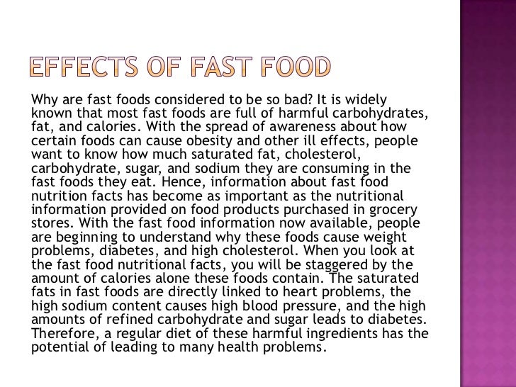 Effects of fast food power point