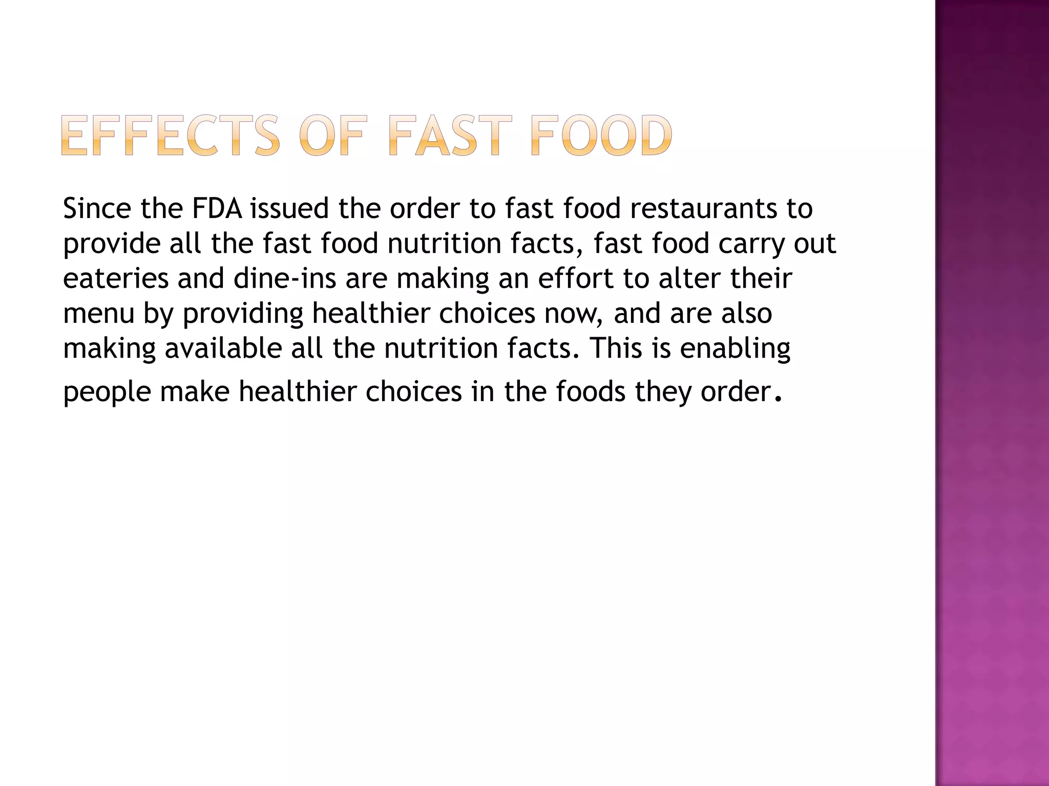 Effects of fast food power point | PPTX