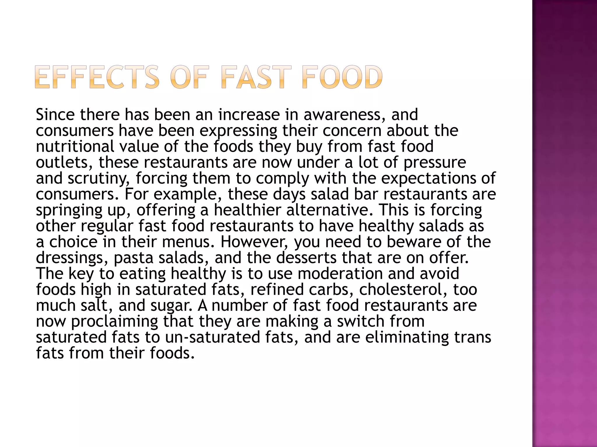 Effects of fast food power point | PPTX