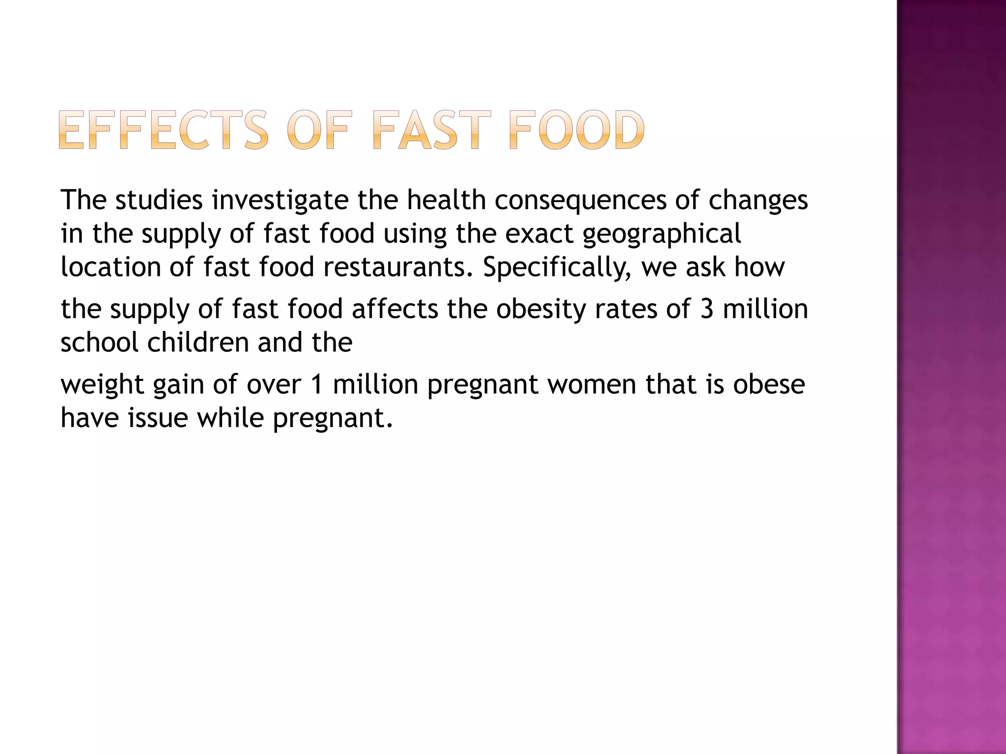 Effects of fast food power point | PPTX