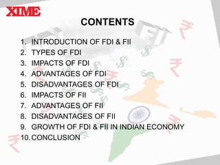 Effects of fdi and fii on indian economy | PPTX