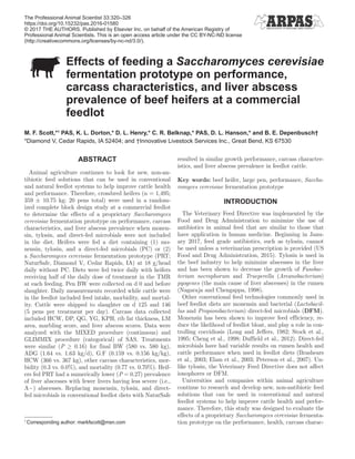 Effects of feeding a saccharomyces cerevisiae | PDF | Agriculture ...