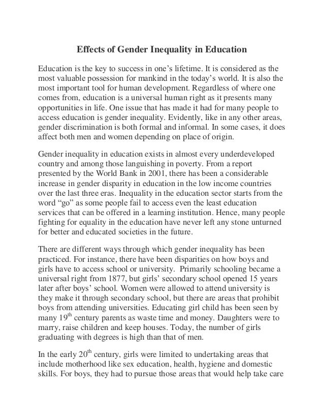 Effects Of Gender Inequality In Education