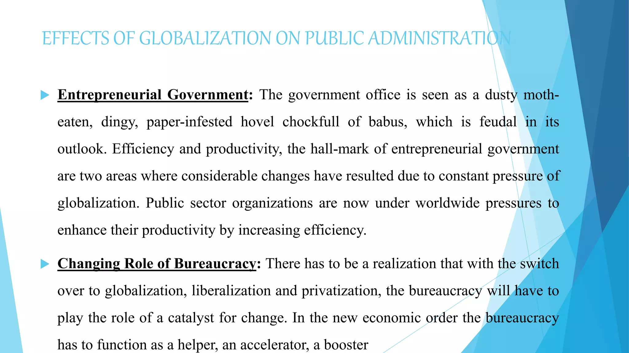 Effects of globalization on public administration | PPTX