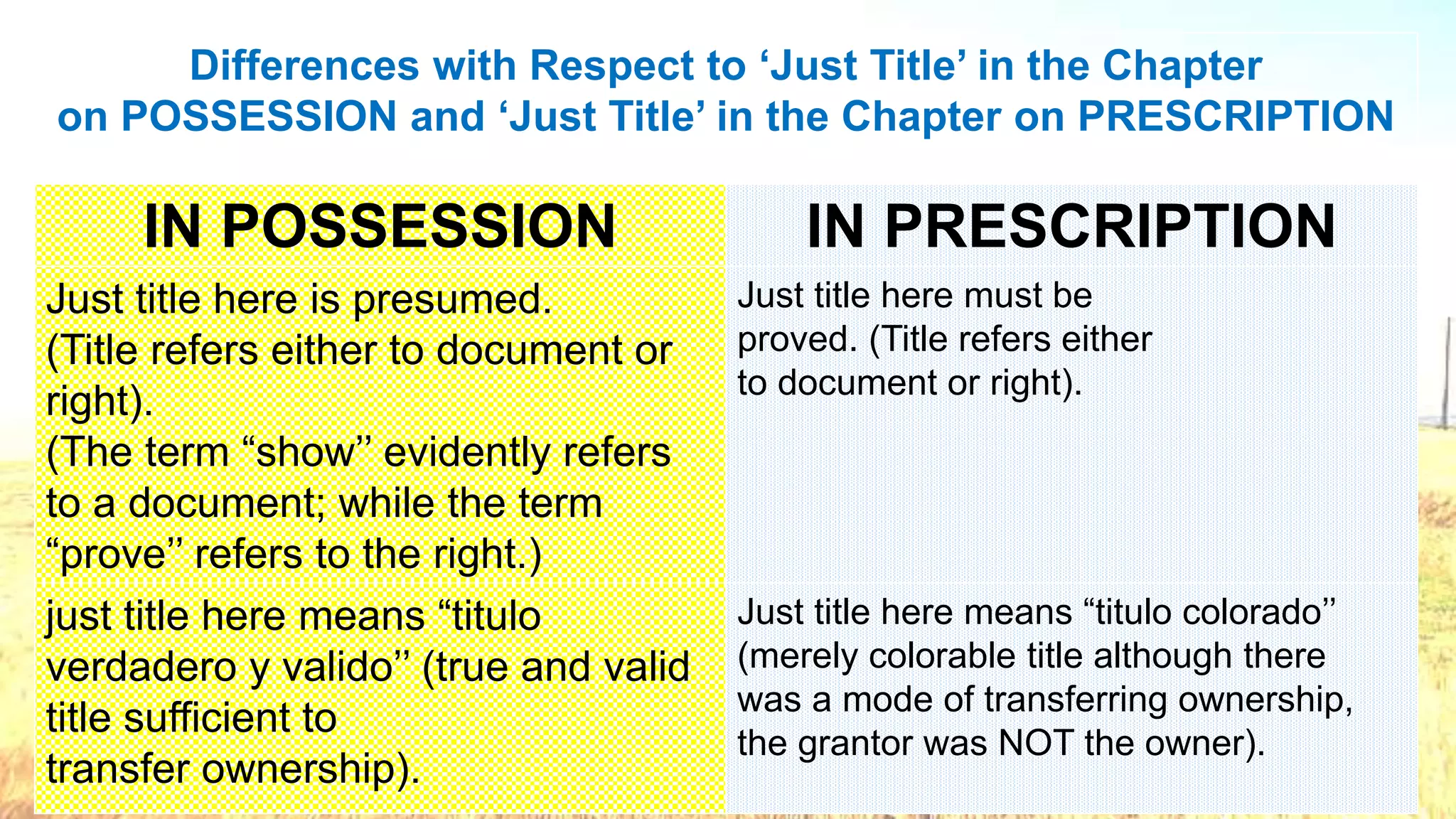 Effects of good faith and bad faith in possession | PPT
