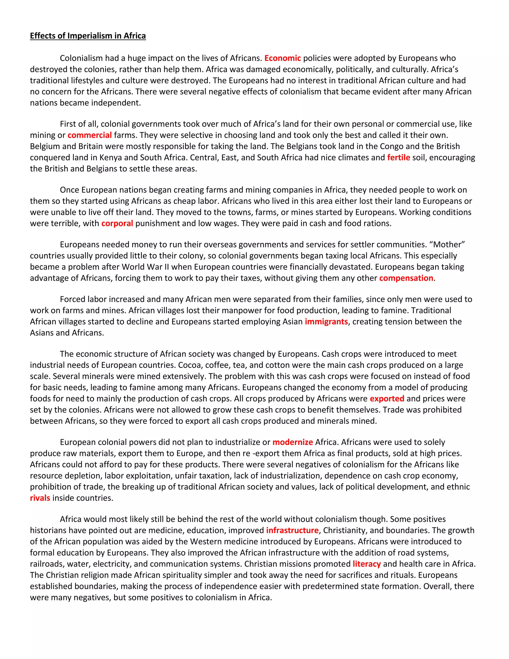 Effects of imperialism in africa | PDF