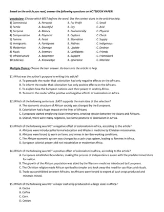 Effects of imperialism in africa | PDF