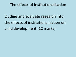 Effects of institutionalisation | PDF
