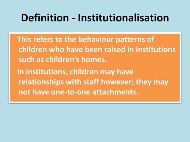 Effects of institutionalisation | PDF