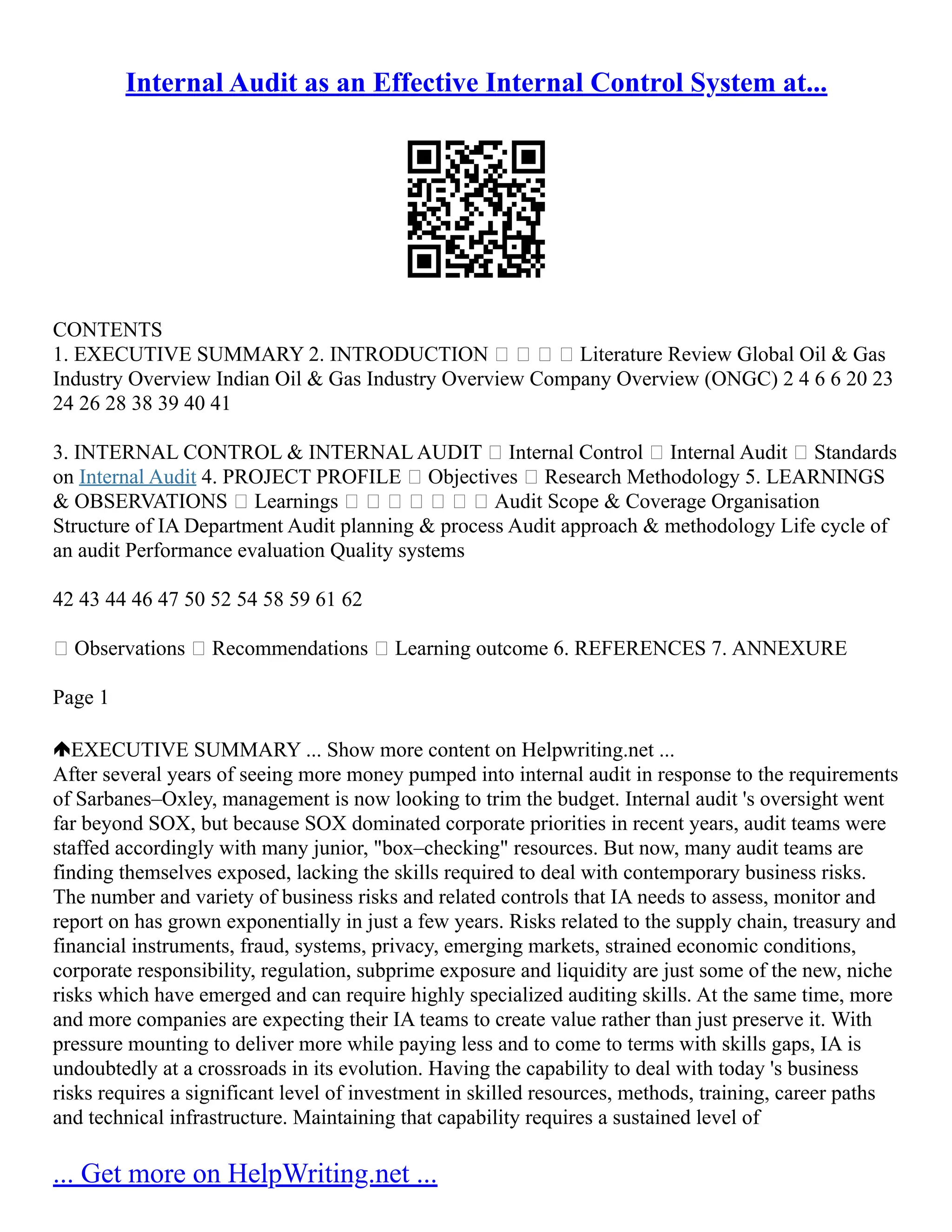 Effects Of Internal Audit Practices On Financial... | PDF