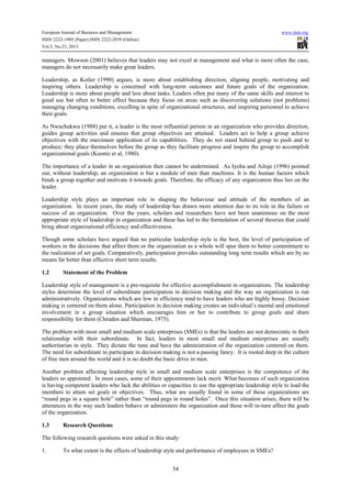 Effects of leadership style on organizational performance in small and medium scale enterprises ...