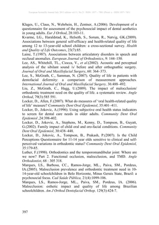 Effects of Malocclusion on Oral Health Related Quality of Life (OHRQoL ...