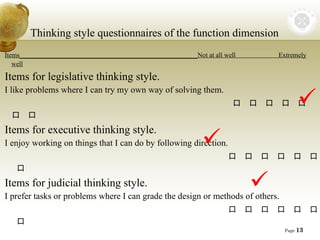 Effects of matching teaching strategy to thinking style1 | PPT