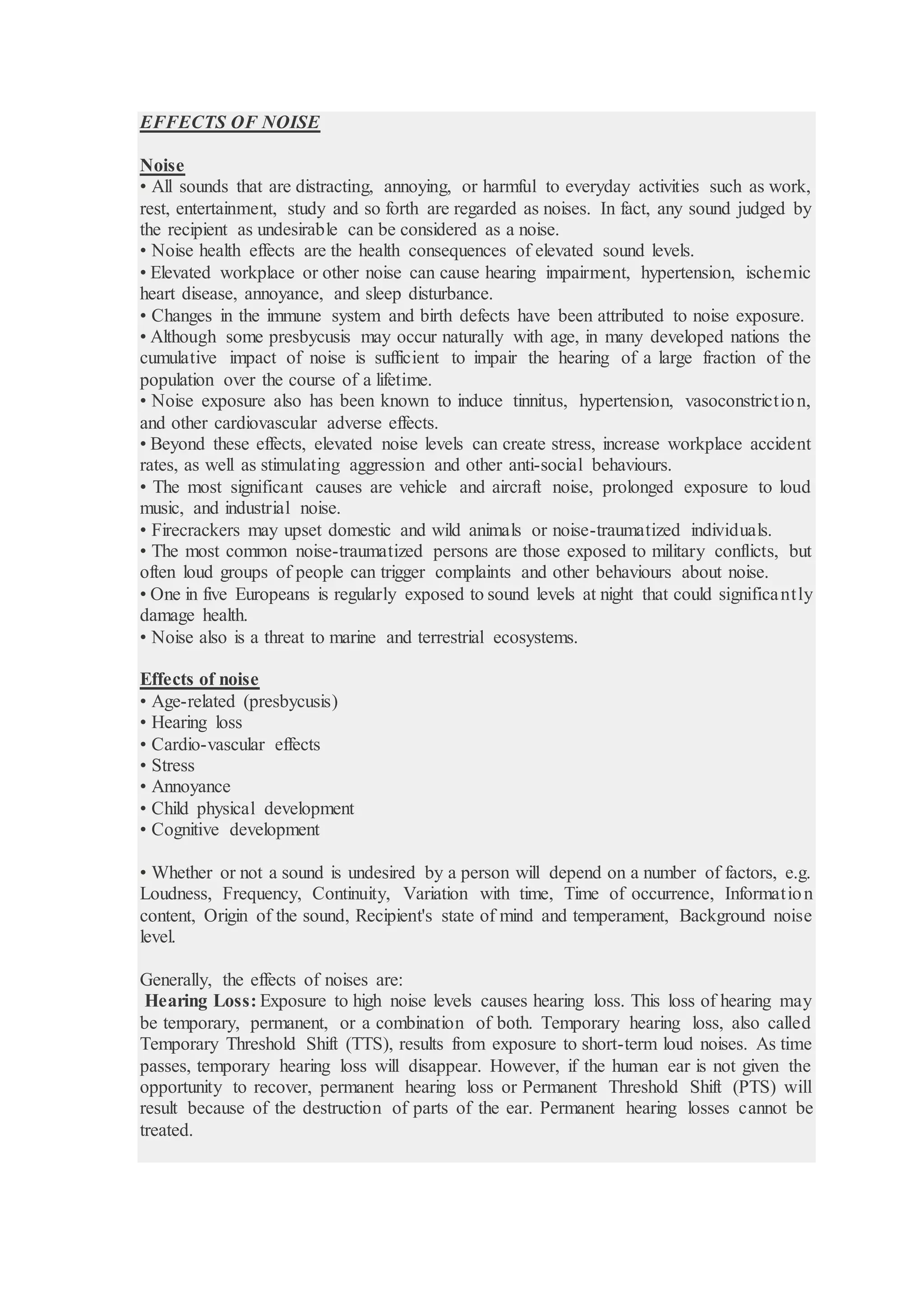 Effects of noise | DOCX
